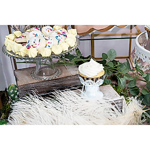 Simply Elegant Mini Eyelet Cupcake Stand Treat Pedestal Stand Band with a Scalloped Edge and a Curving White Base, 3.25 x 2.75 - White