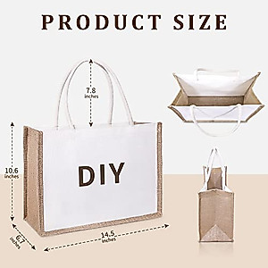 Lebenikon Jute Bag 6 Pack Burlap Tote Bags with Handles Large Jute Tote Bag In Bulk Jute Bags Full Gusset for Women for Bridesmaid Gifts for Wedding Gift Travel DIY Beach Shopping Mothers Day Bag