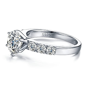 Atylyk Total 3.2cttw Center 2CT Moissanite Engagement Ring Wedding Promise Gold-plating Sterling Silver Rings for Women,Size 6.5