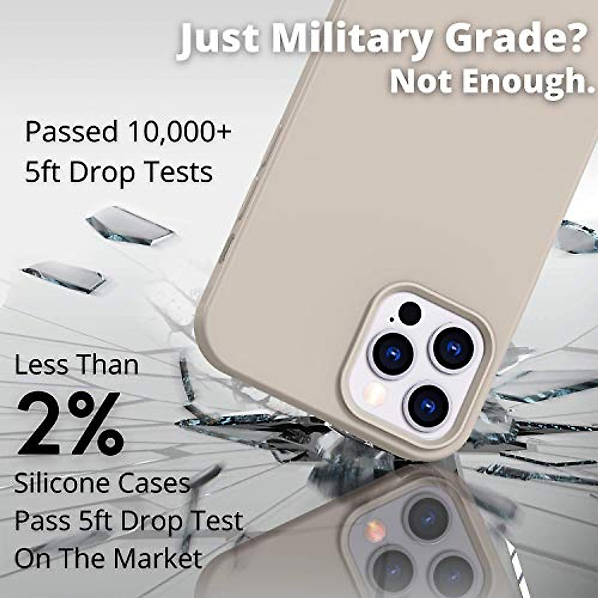 IceSword iPhone 12 Pro Max Case Stone, Liquid Silicone Shockproof Phone Case Cover, Light Beige Tan Cream Warm Sand Pearl Cute, Drop Protective 6.7" [Soft Anti-Scratch Microfiber Lining] 12PM - Stone
