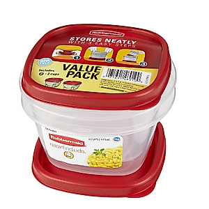 Rubbermaid Easy Find Lids Food Storage Containers, 2 Cup, Racer Red, 4-Piece Set