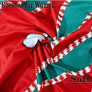 Jeweky Christmas Dress Casual Midi Dress Short Sleeve Flared Christmas Dress 3D Printed Dress Party Daily Dresses for Women and Girls (L)