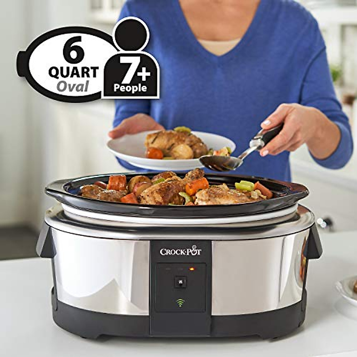 Crock-Pot Slow Cooker Works with Alexa 6-Quart Programmable Stainless Steel 2139005, A Certified for Humans Device