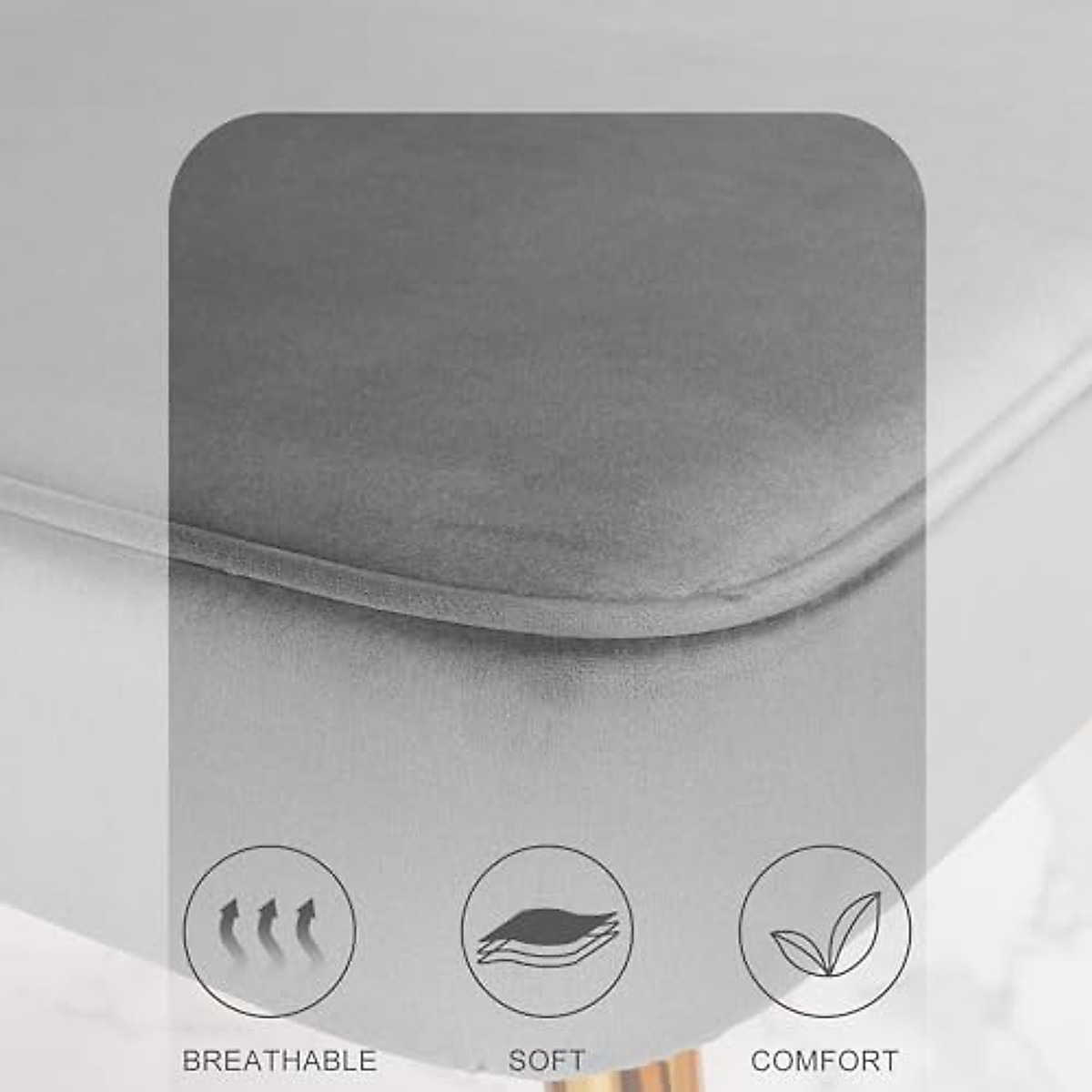 KithKasa Dining Chairs Set of 4 Upholstered Mid-Century Modern Velvet Accent Desk Chair with Gold Legs for Kitchen Living Room Grey…