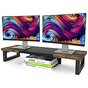 WESTREE Dual Monitor Stand Riser-Monitor Stand Riser for 2 Monitors, Sturdy Computer Monitor Stand, Multi-Purpose Desktop Storage Stand for Computer,Laptop,Printer,TV