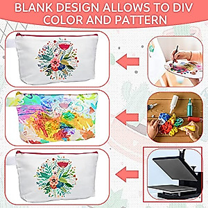 30Pcs Canvas Pencil Pouch Sublimation Blank Makeup Bags in Bulk Cosmetic Bag with Zipper Multi Purpose Blank DIY Craft Bag for Vinyl Projects Travel Toiletry Bag Christmas Gifts 9.8 x 5 x 2 Inch