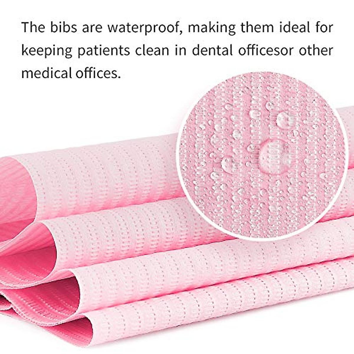 Annhua Dental Bib Polyback Towel Waterproof Patient Bibs Measuring Paper Napkins for Dental Clinic, Tattoo Piercing, Feeding, Soft and Fluid Resistant - 13'' x 18" - Pink (125)