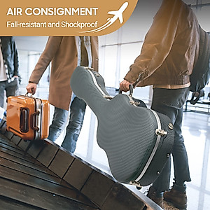 CAHAYA Acoustic Guitar Case ABS Waterproof Hard Case 41 Inch Gig Bag 0.6 Inch Thick Padding for Acoustic Classical Guitars, Navy CY0247