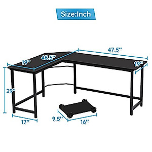 Computer Desk L-Shape Desk Home Office Gaming Desk Corner PC Laptop Standing Desk Table Study Writing Workstation with Free CPU Stand Monitor Stand Study Table,Space-Saving