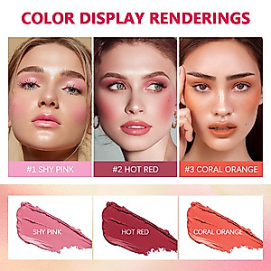 Ibcccndc Cream Blush Stick - Multi-Use Makeup Stick for Cheeks and Lips with Hydrating Formula, 2-in-1 Beauty Blush Stick with Soft Cream, On-the-Go Blendability (hot red)