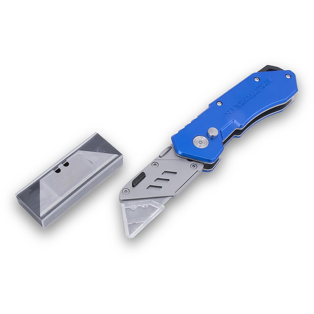 MARSHALLTOWN Folding Utility Knife, Folding Type, Aluminum Handle, Zinc Housing, Stainless Steel Skeleton, 9080