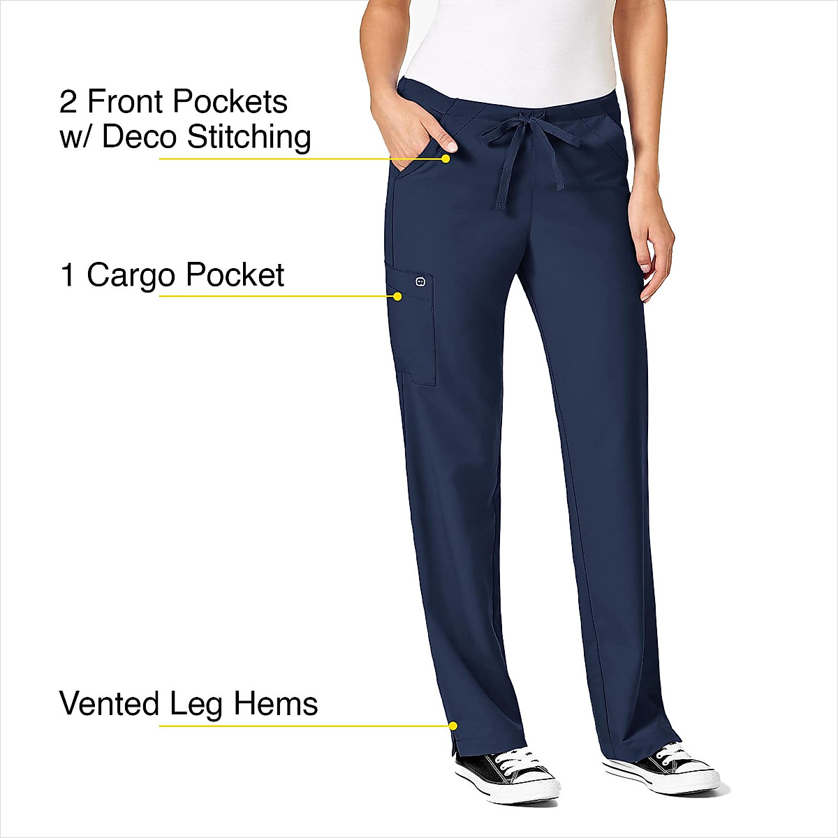 WonderWink W123 Women’s Drawstring Scrub Pant — Navy, Large