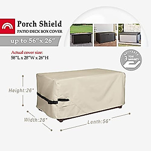 Porch Shield Patio Deck Box Storage Cover - Outdoor Waterproof 600D Rectangular Fire Pit Table Covers 56 x 26 inch, Beige