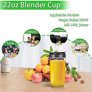22OZ Magic Bullet Blender Cups, Tall 22oz Cup with Cross Blade,250W MB1001 Replacement Parts Compatible with Magic Bullet Blender Juicer Mixer