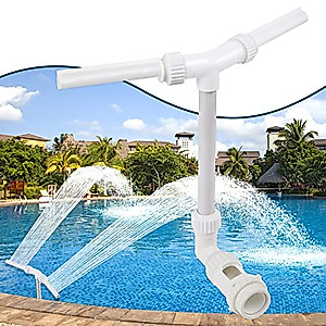 Klleyna Water-Fountain Dual Spray Swimming-Pool-Accessories - Upgrade Above/Inground Waterfall Cooler, Adjustable 2 in 1 Nozzle, High Pressure Pond Aerator, Garden Sprinkle Feature Outdoor Décor