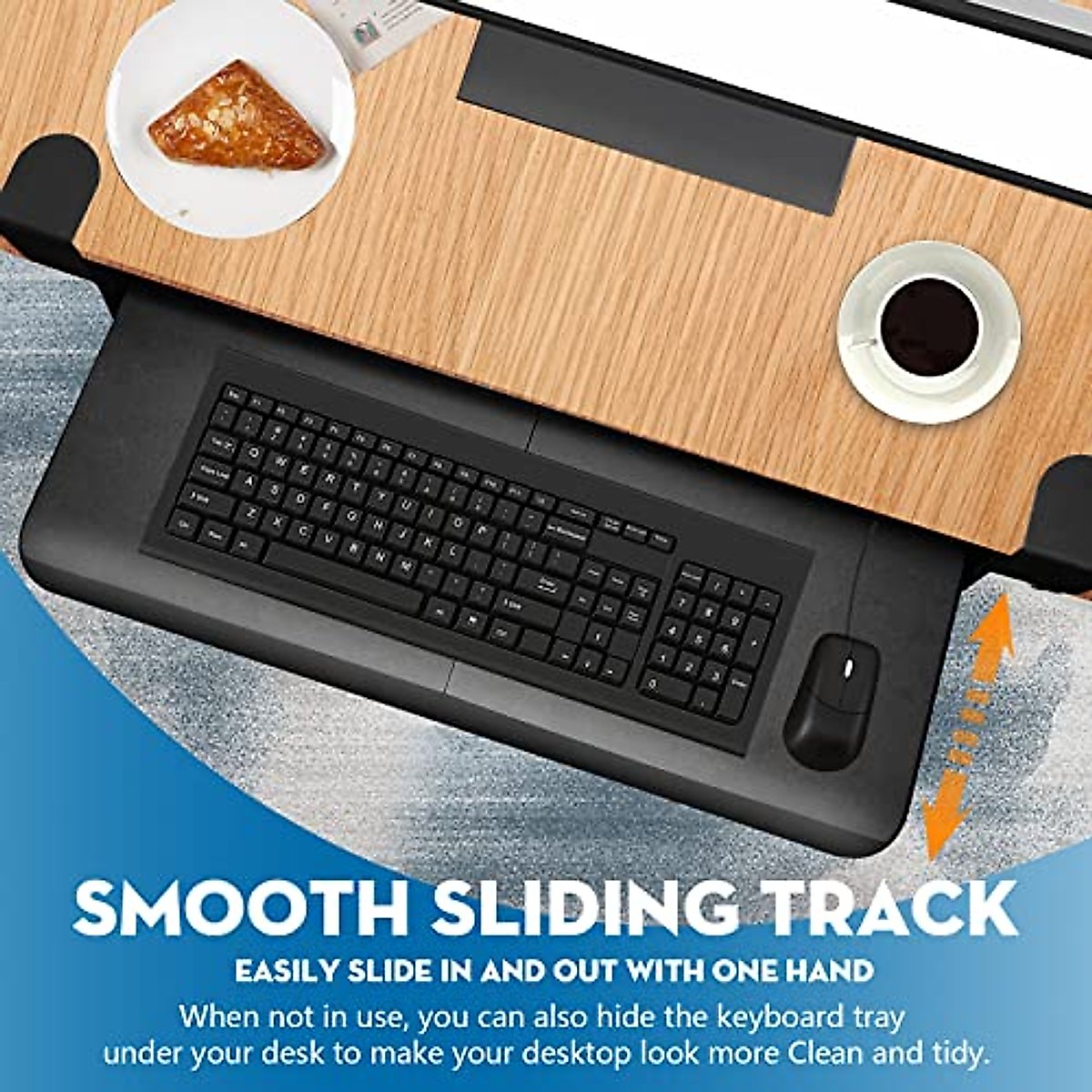 Large Keyboard Tray Under Desk，Sturdy C Clamp Mount System,26.3" x 11" Slide-Out Computer Keyboard Drawer，Fits Full Size Keyboard and Mouse,for Home or Office|for Desks Up to 1.5",Black…