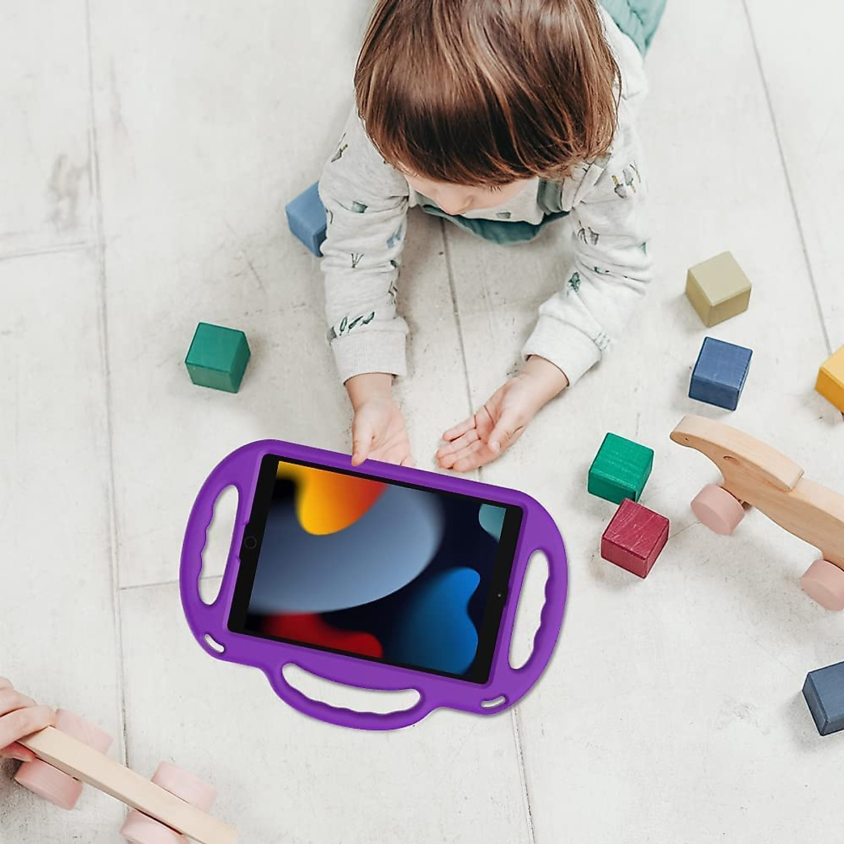 eTopxizu Kids Case for New iPad 10.2 Inch 2021/2020/2019 (9th/8th/7th Gen), Lightweight Shockproof Handle Stand Shoulder Strap Kids Case for 2021/2020/2019 iPad 10.2, iPad Air 3 10.5 2019, Purple