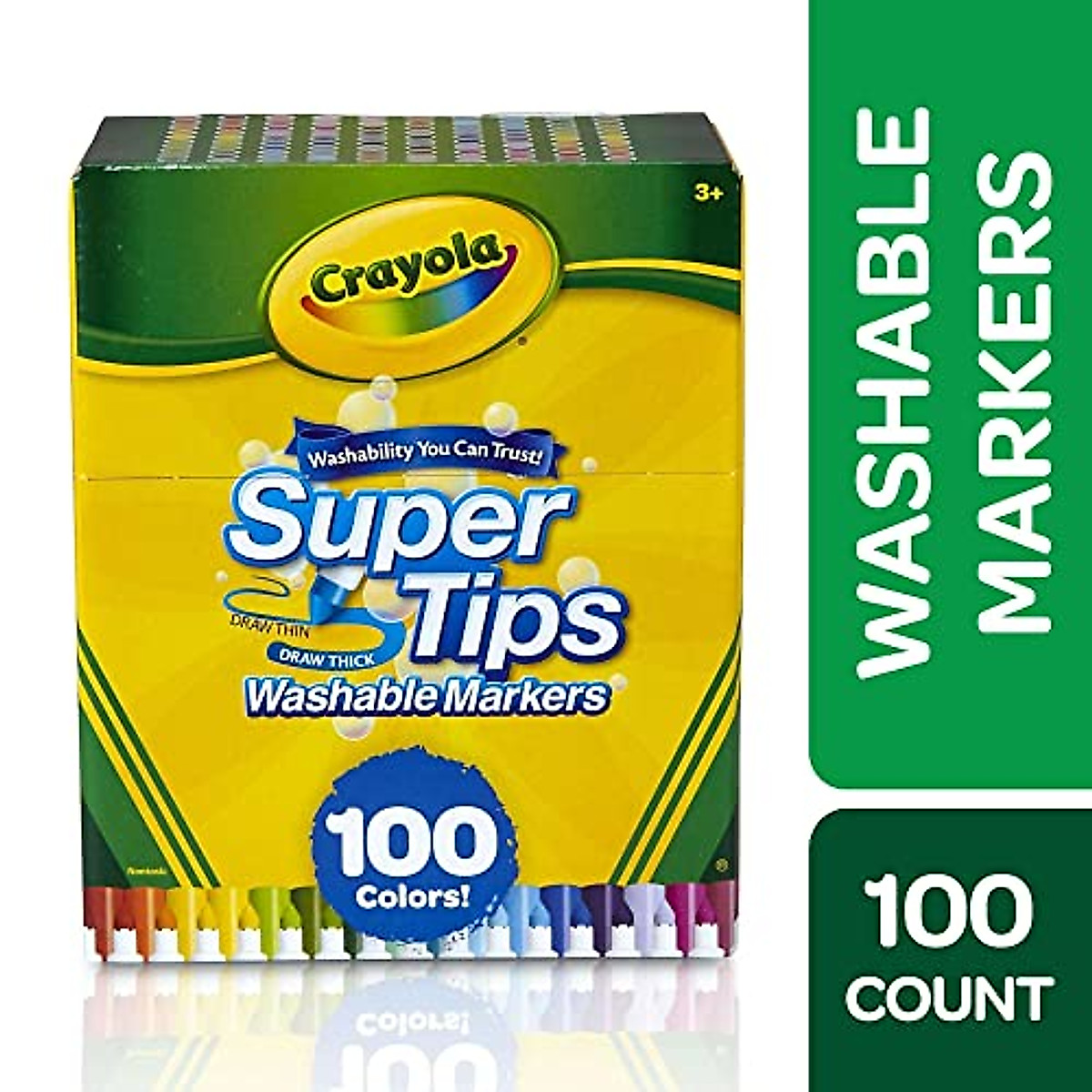 Crayola Super Tips Marker Set (100 Count), Washable Markers, Kids Gifts for Girls & Boys