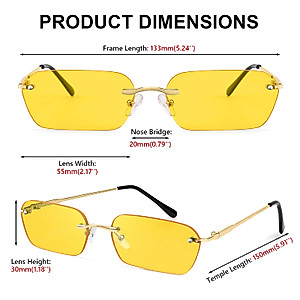FEISEDY Rimless Sunglasses Y2K Sunglasses Retro Small Narrow Clear Eyewear Vintage Rectangle Sunglasses for Women Men B2643