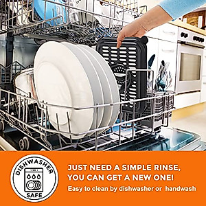 Air Fryer Grill Pan for Ninja Air Fryers, 2 Packs 8QT 10 QT Air Fryer Crisper Plate Grill Plate Tray Accessories with Rubber Bumpers for Ninja Foodi DZ201 DZ401 DZ550 AD350 Air Fryer, Dishwasher Safe