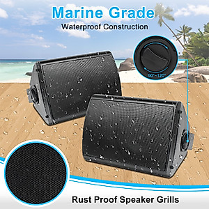 Herdio 6.5 Inches Indoor Outdoor Bluetooth Speakers Waterproof with Powerful Bass,Wall Mount Speakers Wired Weather Resistant for Patio Home Deck Porch Backyard 400 Watts(Black)