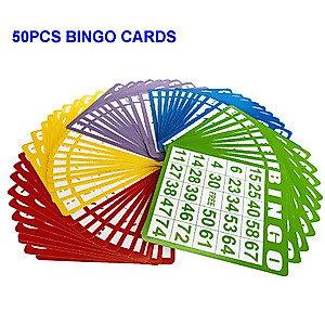 Yuanhe Deluxe Bingo Games Set - Metal Cage with Calling Board,50 Bingo Cards,300 Colorful Bingo Chips,75 Colored Balls, Great for Adults Kids Large Groups,Parties Events Family Game Nights