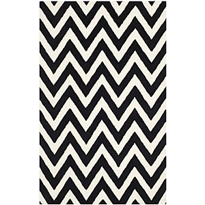SAFAVIEH Cambridge Collection 5' x 8' Black/Ivory CAM139E Handmade Chevron Premium Wool Area Rug