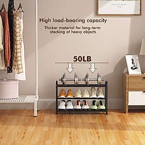 Nroech Shoe Rack, 3-Tier Expandable Shoe Rack Metal Free Standing Shoe Shelf Organizer Storage, Adjustable Shoe Racks for Closet Entryway(Black)