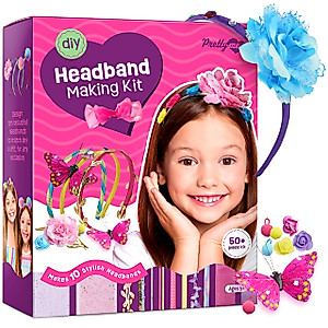 Pretty Me Headband Making Kit for Girls - Make Your Own Fashion Headbands for Kids - DIY Hair Accessories Set - Arts & Crafts Gift for Ages 5-12 Year Old Girl - Little Children's Art & Craft Gifts