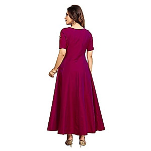 TRENDMALLS Women's Cotton Anarkali Kurti (-Latest-Stylish-Cotton-Anarkali-Ethnic-Embroidery-Gown-kurti-Designer-Stitched) (as1, alpha, s, regular, regular, Purple)