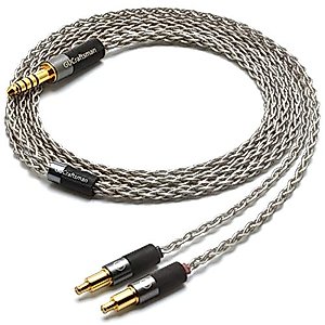 GUCraftsman 6N Single Crystal Silver Upgrade Headphones Cable 2.5mm/4.4mm Balanec Headphone Upgrade Cables for Audio Technica ATH-ESW990H MSR7B ESW950 AP2000 ES770H SR9 ADX5000 A2DC (4.4mm Plug)