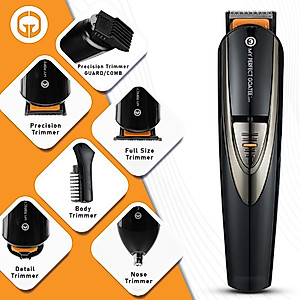 My Perfect Goatee®️ 13-in-1 Mens Grooming Kit - LED Display Beard Trimming Kit with Travel Bag, Charging Stand, & More - Waterproof, Cordless Electric Trimmer for Nose, Body, & More – Ideal Gift Set