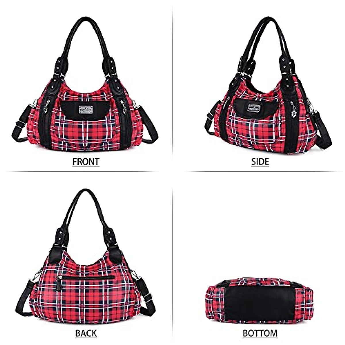 Angel Kiss Women Handbags Shoulder Bags Washed Leather Satchel Tote Bag Mutipocket Hobo Purse