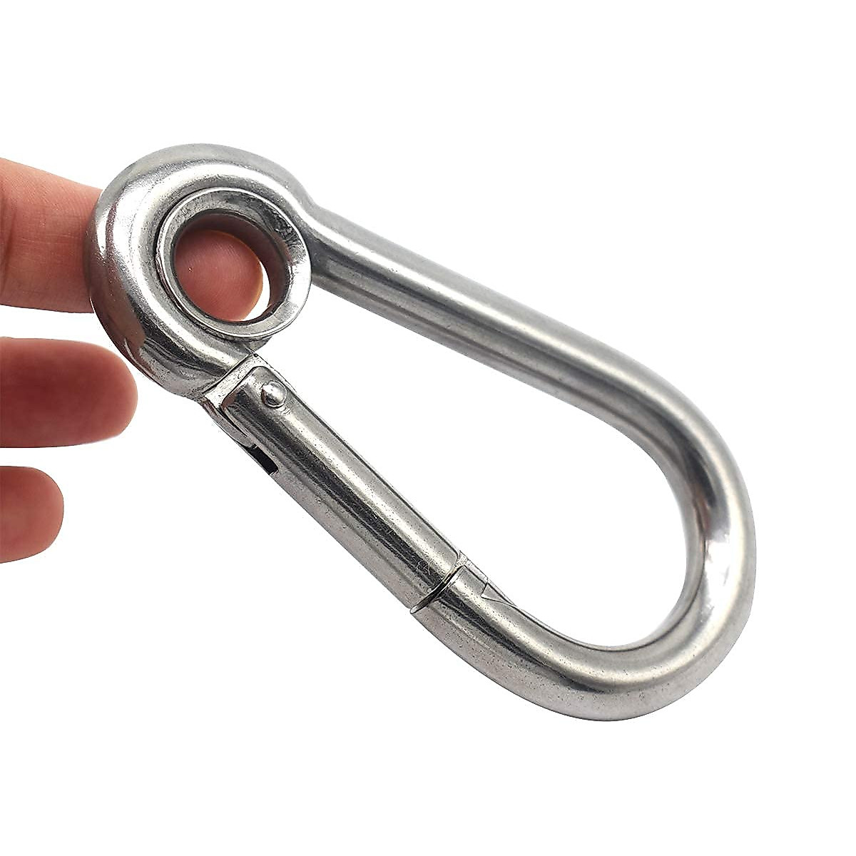 Bytiyar 10 PCS M4 1.6 inch Stainless Steel Heavy Duty Carabiner Clips Keychain with Round Hole Snap Hook Quick Links Safety Chain Rigging Accessories Tool