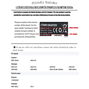 RBP-4000 BT-8 Battery Replacement for DATALOGIC GBT4400 GBT4430 GM4100 GM4100-BK-43hz GM4130 GM4400 GM4430GRYPHON GM4100 RBP-GM40 DATALOGIC BT-8 BP-4000 Battery