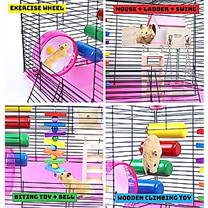 Hamster Cage | Dwarf Hamster Habitat with Exercise Wheel, Water Bottle & Accessories | 18" L x 12.5" W x 13.5" H by GalaPet