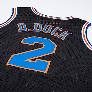 Mens Basketball Jersey #2 D Duck 90s Moive Space Shirts (Black, Small)