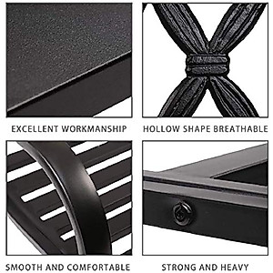 HGS 50-Inch Park Bench Garden Bench Outdoor Patio Metal Benches Clearance Yard Porch Bench Chair with Steel Frame, Outdoor Bench Furniture for Backyard Entryway Deck Lawn, Black