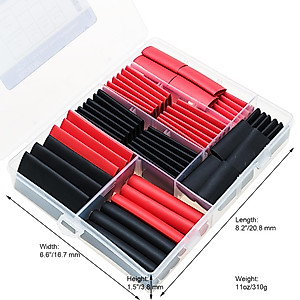 RockDIG 74PCS 1 3/4 1/2 3/8 Inch 3:1 Heat Shrink Tubing Assortment Kit Double-Wall Adhesive Lined Marine Grade Industrial Heat-Shrink Wrap Wire Tubing Black Red