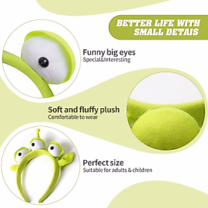 Three-eyed Alien Monster Toy Headband Cute Plush Headband Headwear for Themed Party Girls and Kids (1 Pcs)