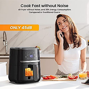 Adoolla Air Fryer Oven 5 Qt Large Oil Free Touch Screen 1500W Mini Oven Combo with 7 Accessories, One-Touch Digital Controls, Nonstick Silicone Liner & Dishwasher-Safe Detachable Square Basket, Timer