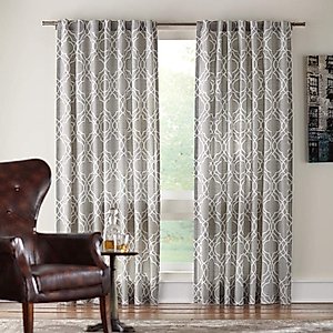 Pewter Gray Garden Gate Back Tab Curtain, 84 in. Length