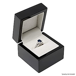 Noble Piano Wood Ring Box - Luxury Engagement Ring Box for Proposal Ring or Special Occasions - Comes with a Two Piece Packer and Ribbon (Black)