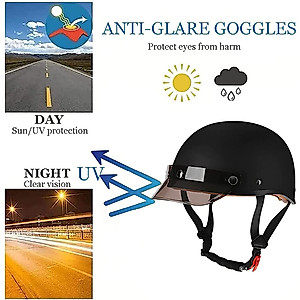 Traveling Light Helmet German Style Vintage Motorcycle Half Helmet DOT Approved Adult Retro Scooter Open Face Skull Cap Men Helmet Novelty Electric Cruiser Half Shell Women Helmet-E-Medium