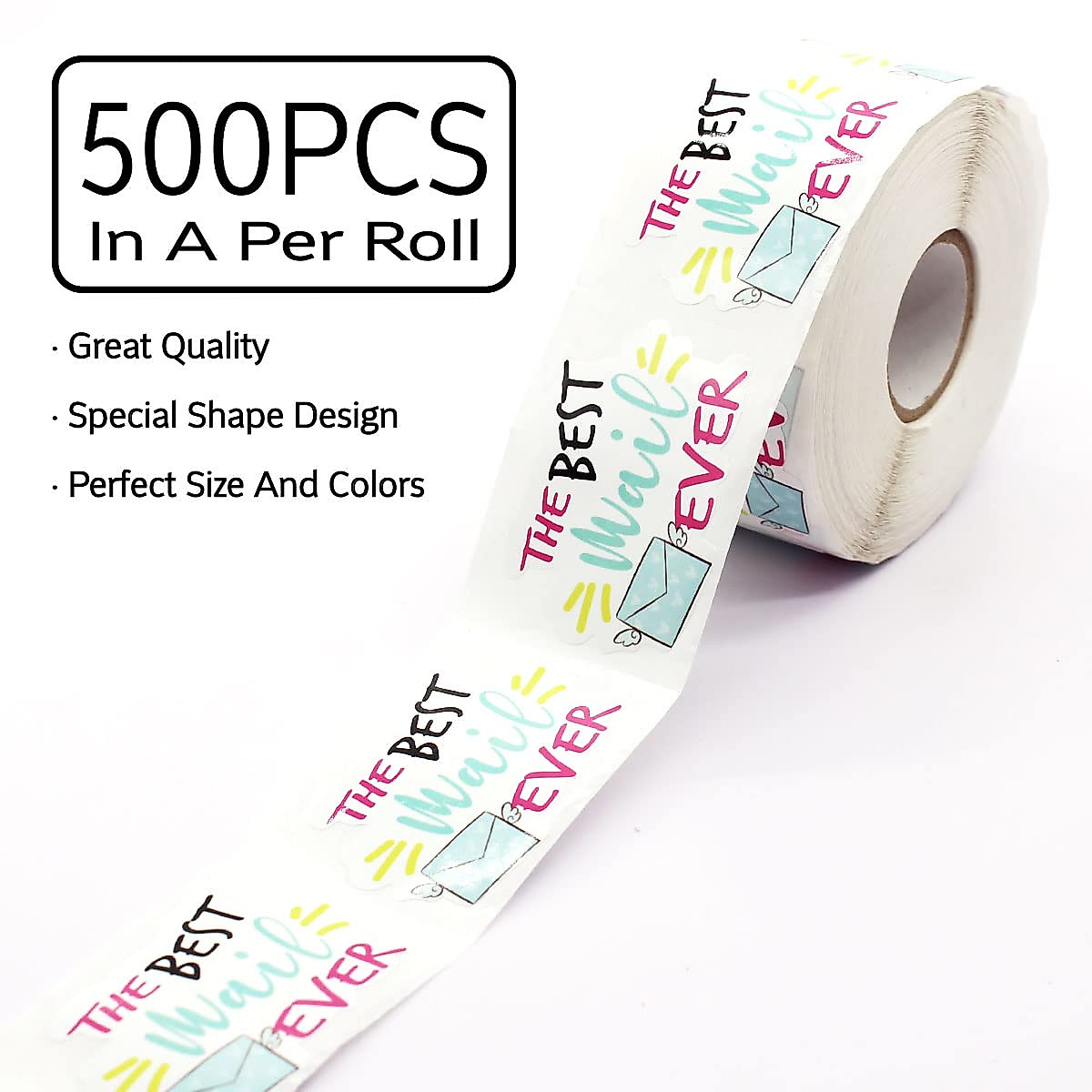 The Best Mail Ever Stickers,Thank You Stickers,Handmade Stickers,Small Shop Stickers,Envelopes Stickers for Small Business, Online Retailers,Handmade Goods,500 Labels Per Roll