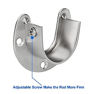 CYEAH 10 Pack Stainless Steel Closet Rod Bracket, 1-1/4" Diameter Closet Rod Holder, Heavy Duty Closet Rod Support Brackets, U Shaped Flange Rod Holder for Pipe, Closet, Shower Curtain Rod