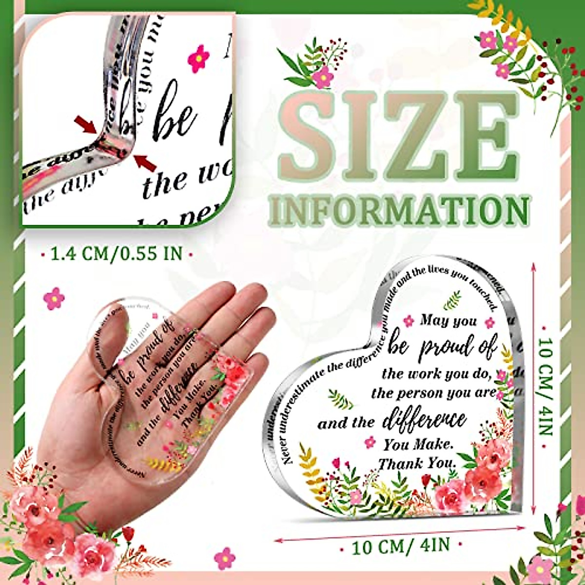 Thank You Gift for Women Inspirational Gifts Coworker Gifts Office Gift for Colleague Leaving Job Gifts Farewell Gift Appreciation Gifts for Friends Nurse Teacher Keepsake (Heart)