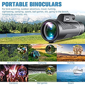 80x100 Monocular Telescope, Night Vision Monocular Telescope for Smartphone with Tripod, High Power Monocular for Adults,HD Monocular for Hiking Hunting Stargazing Bird Watching Travel Camping