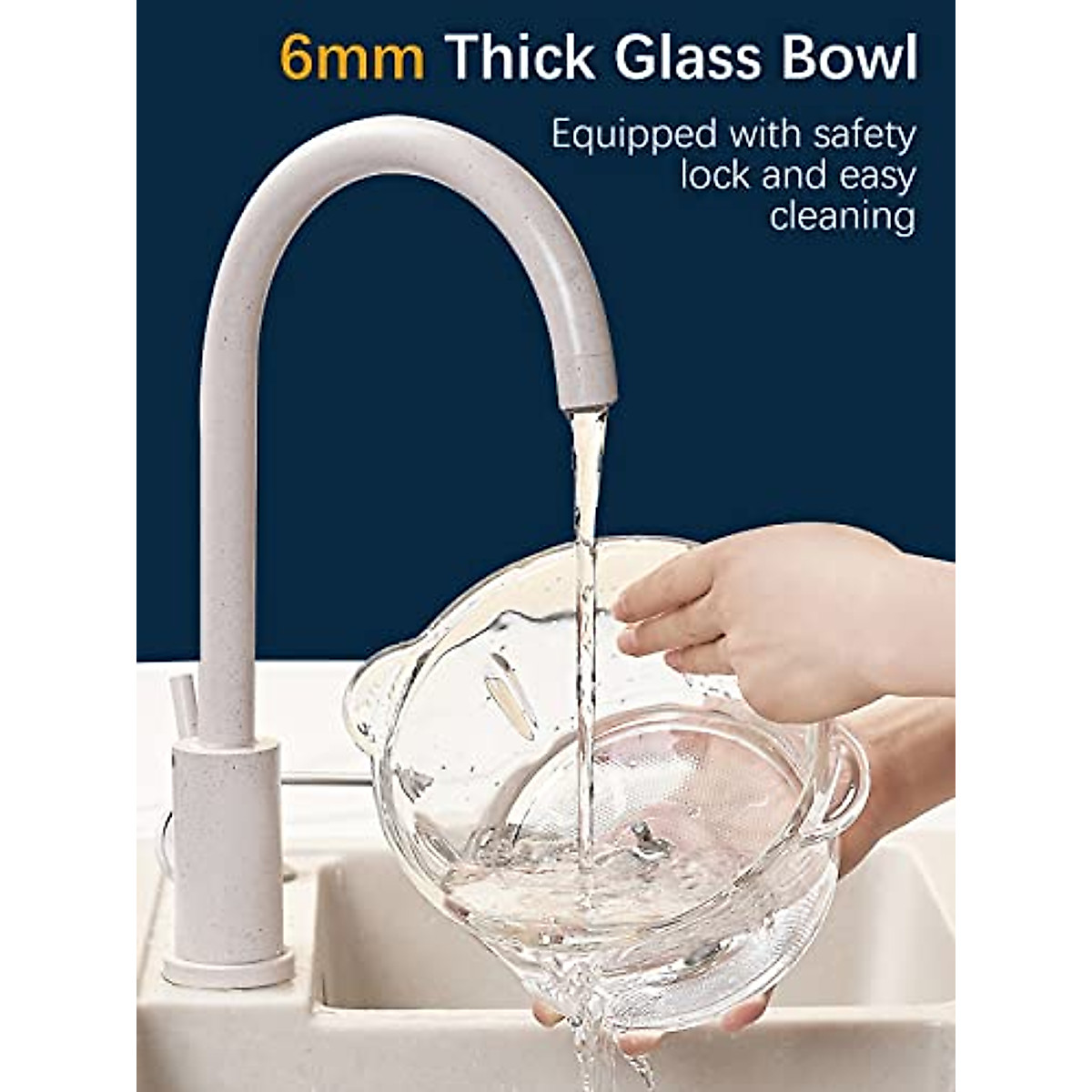 Meat Grinder Food Processor Chopper Electric Homeleader 8 Cup BPA-Free Glass Bowl Fast & Slow Speeds 4 Stainless Steel Blades Powerful 400W Pure Copper Motor for Vegetables, Lean Meat, Onion, Nuts, etc.