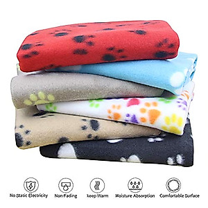AK KYC 6 Pack Mixed Puppy Blanket Cushion Dog Cat Fleece Blankets Pet Sleep Mat Pad Bed Cover with Paw Print Kitten Soft Warm Blanket for Animals…